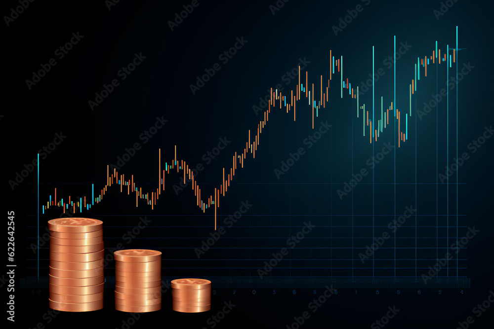 Stock Market Graph Chart Of Bit Coin Price. Generative Ai, Stock ...
