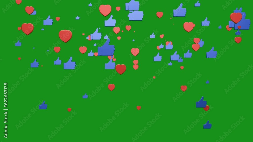 like and love emoji 3D for social media live streaming on green screen ...