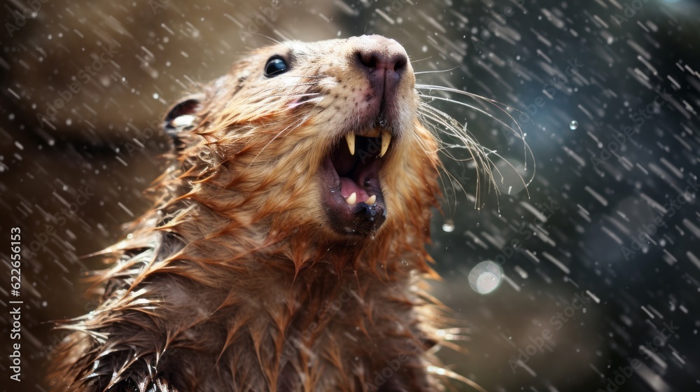 Wildlife animals background - Closeup portrait of funny cute laughing ...