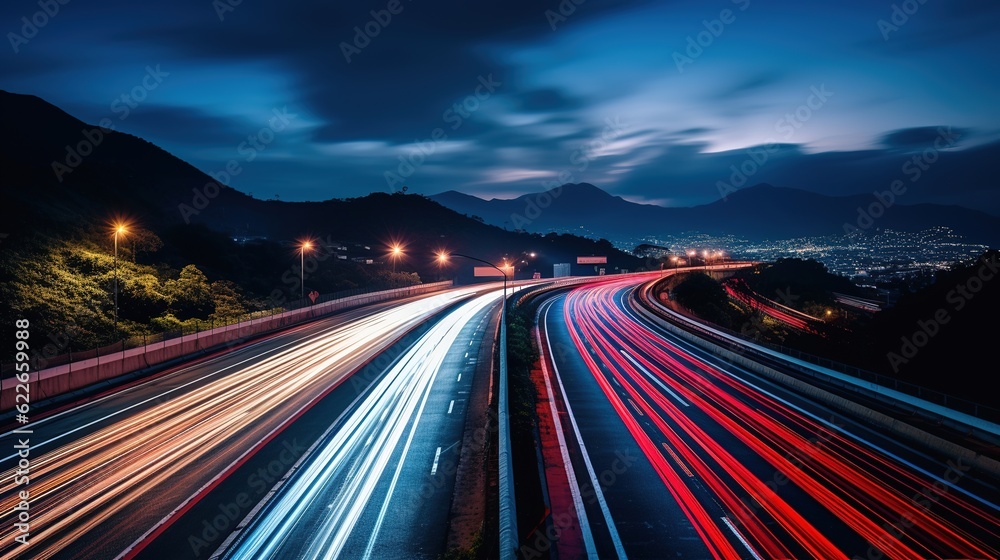 time lapse photography of highway road at night background Stock Photo ...