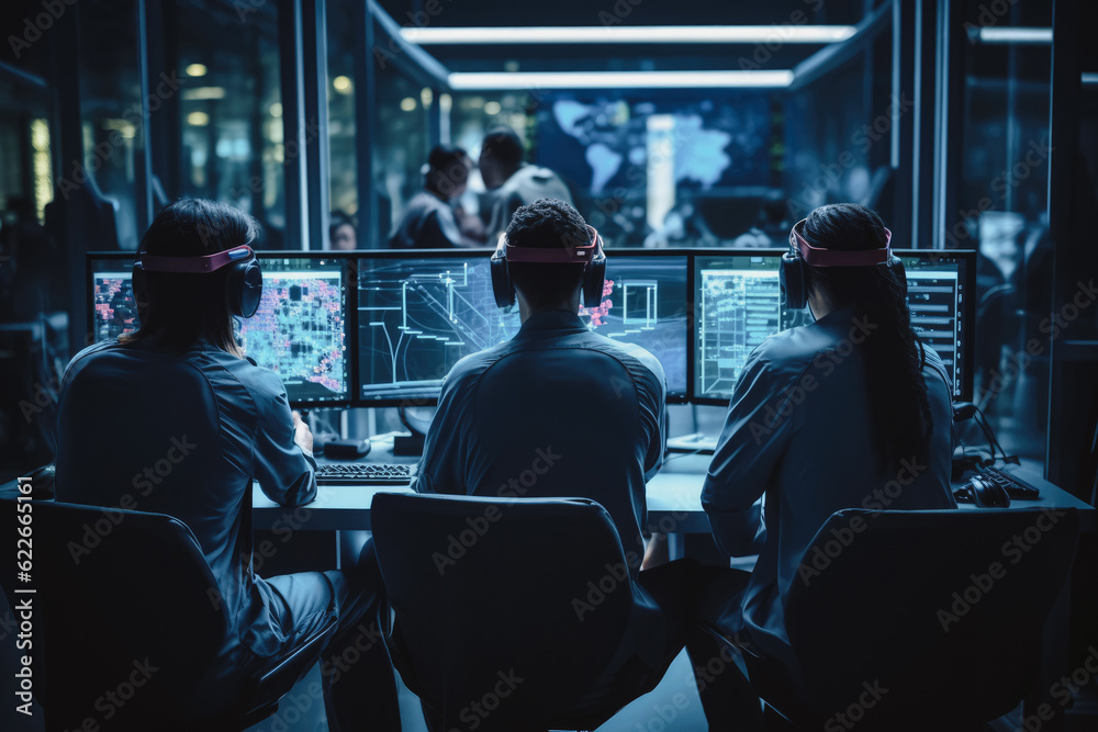 people engineers working in data surveillance center, Generative AI ...