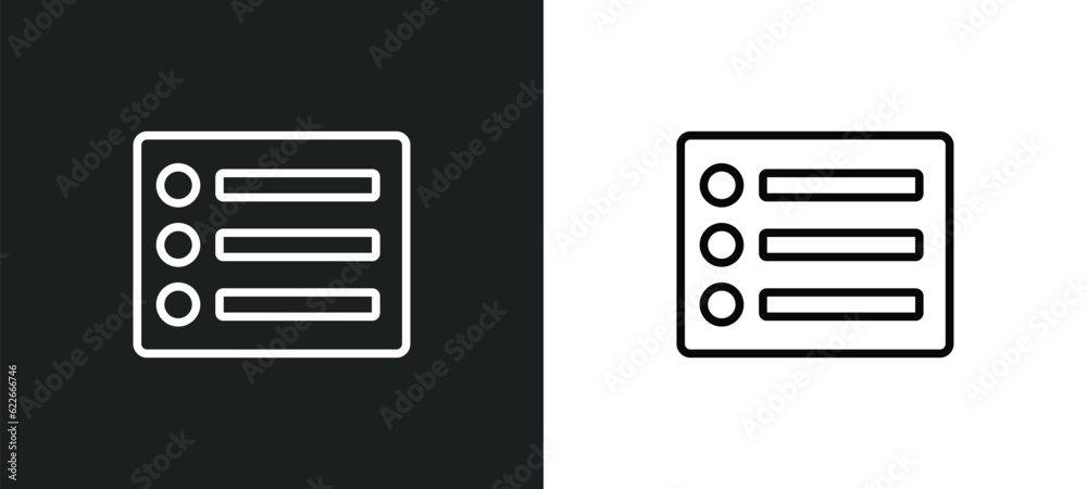 menu bars outline icon in white and black colors. menu bars flat vector ...
