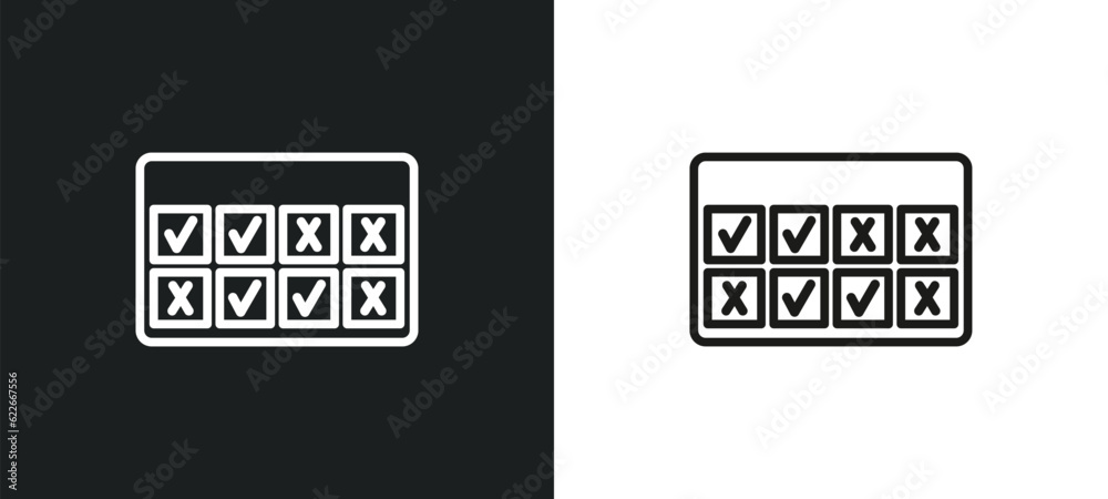 comparision table outline icon in white and black colors. comparision ...