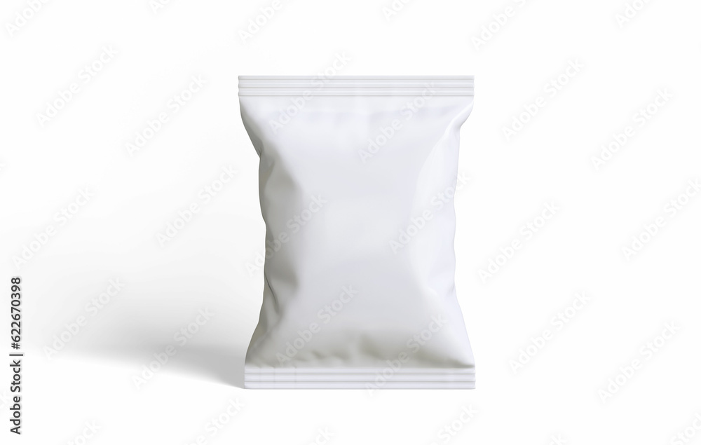 Potato chips packaging white color and rendered with 3D software Stock ...