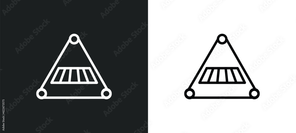 zebra crossing outline icon in white and black colors. zebra crossing ...