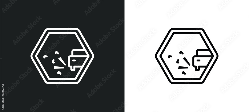 pothole outline icon in white and black colors. pothole flat vector icon from traffic signs ...