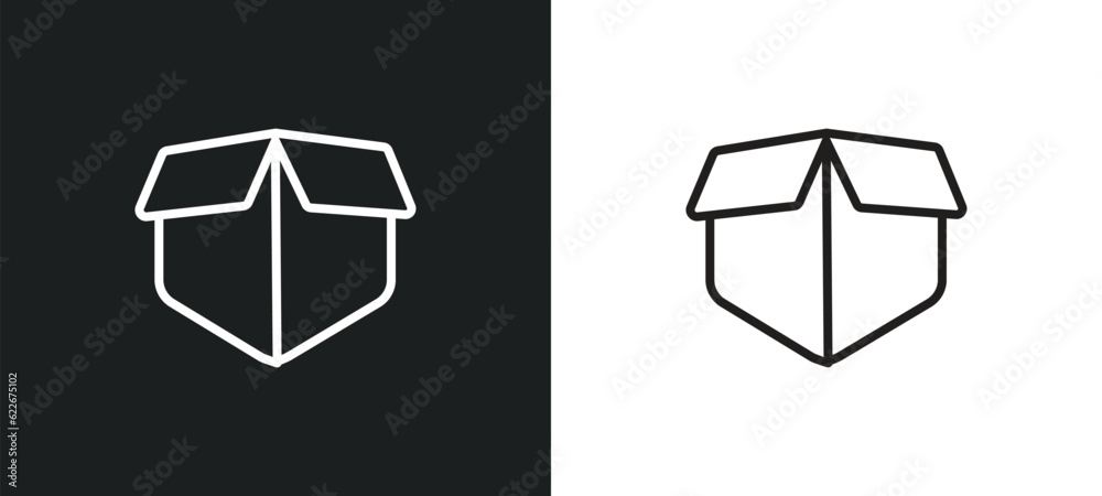 open black box outline icon in white and black colors. open black box ... open black box outline icon in white and black colors. open black box ...