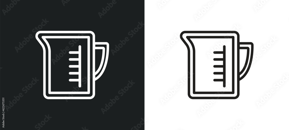 pitcher with levels outline icon in white and black colors. pitcher ...