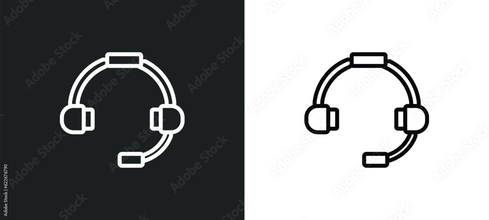 customer service head outline icon in white and black colors. customer ...