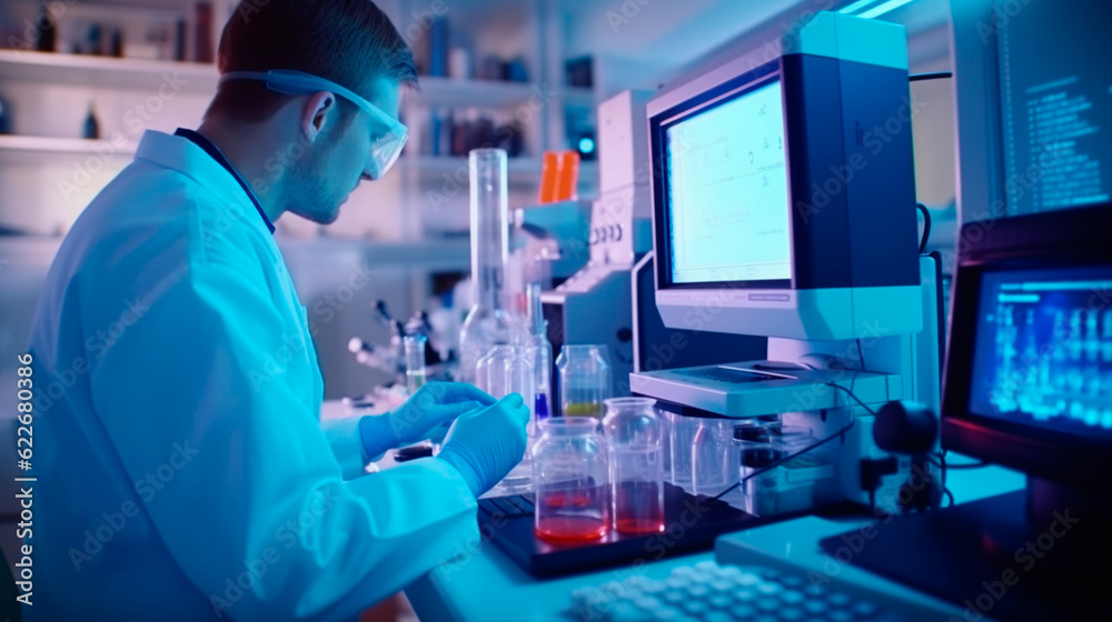 Scientist Operating a Spectrophotometer: Analyzing Samples with ...