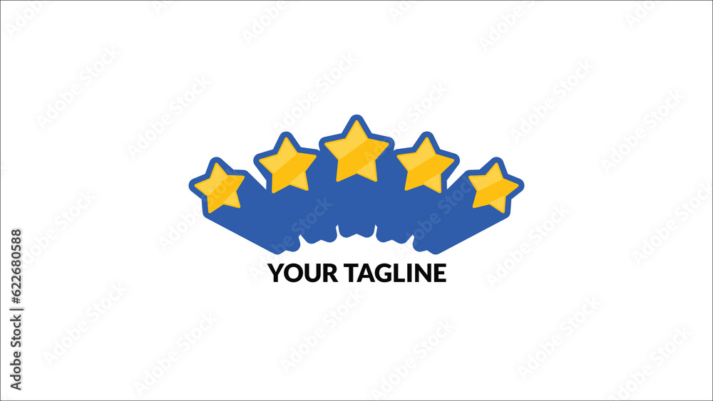 Vetor de logo bintang lima yang berwarna kuning dengan 3d berwarna biru ...