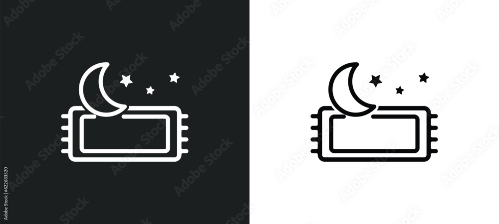 isha prayer outline icon in white and black colors. isha prayer flat ...