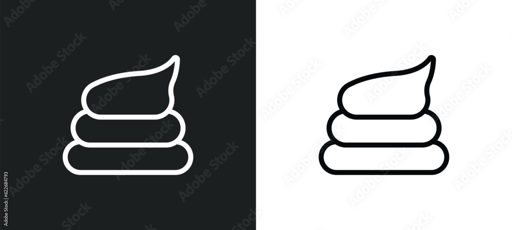 poop outline icon in white and black colors. poop flat vector icon from ...