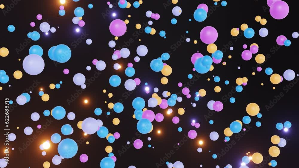 Abstract 3d spheres loop animation. Modern dark background, seamless ...