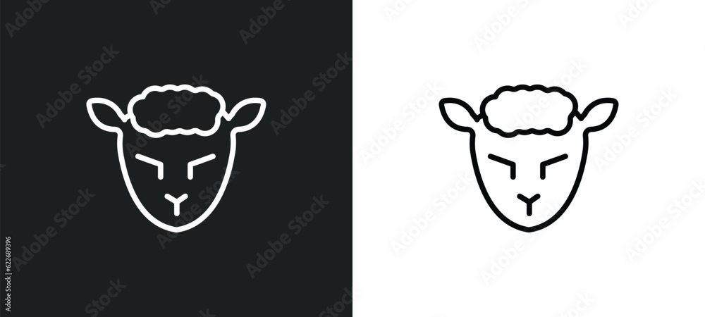 lamb of god outline icon in white and black colors. lamb of god flat ...