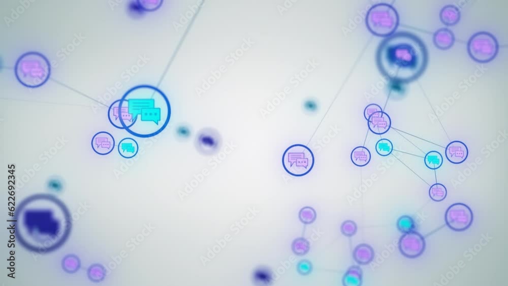 Messaging in internet, multiple colorful chat icons appearing on ...