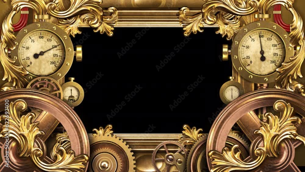 Steampunk Scene With Animated Gears And Details. Animation On The Theme ...