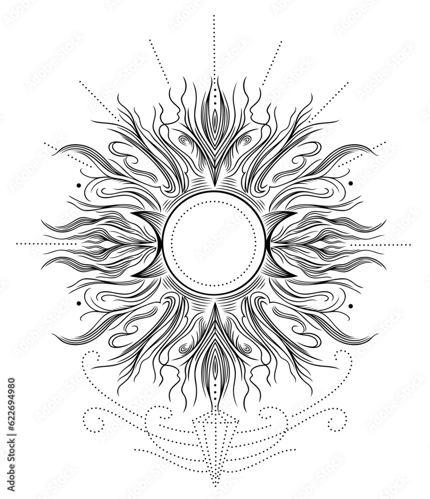 Mittsommer Sonne mit Triple Moon für Pagan Gothic Vikings und Wicca ...