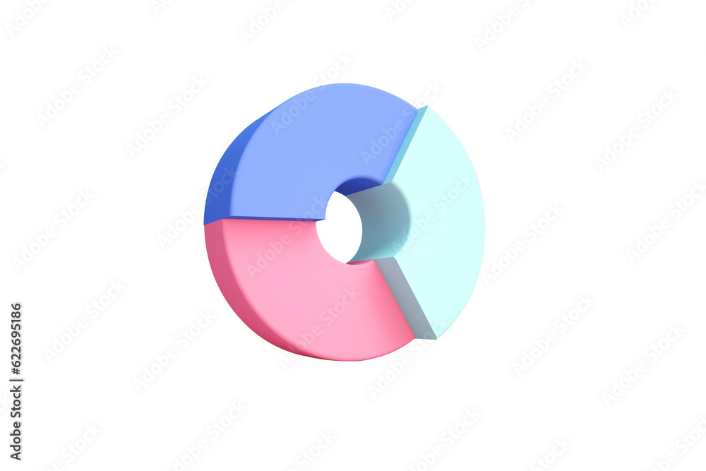Donut chart isolated on transparent background, 3d render Stock ...