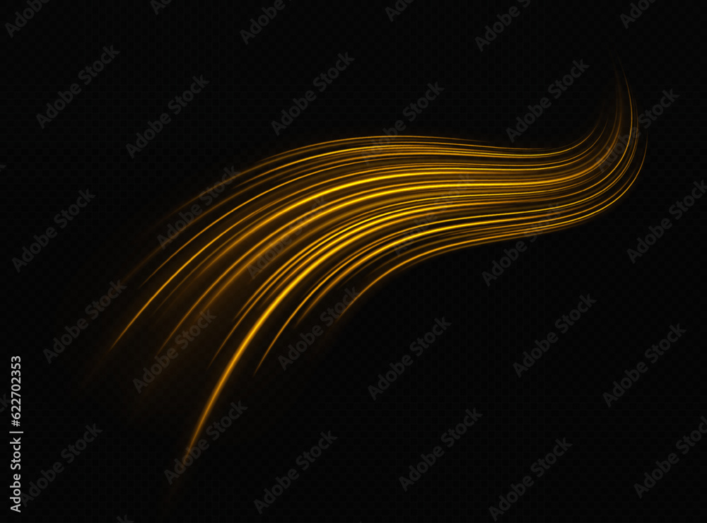 Magic bright trail on transparent background. Glowing fire lines effect ...