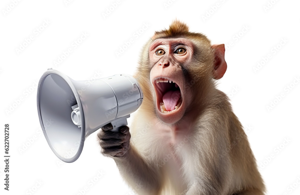 Monkey with a megaphone on a transparent background. Stock Illustration ...