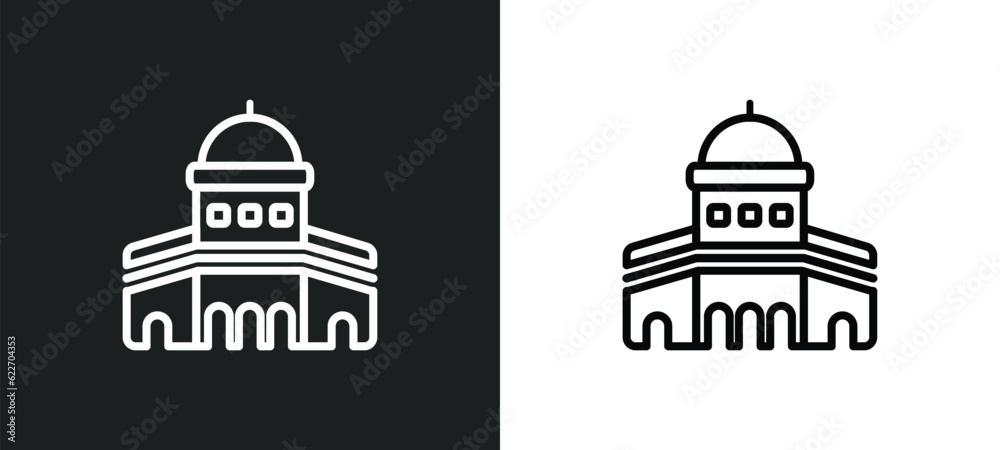 dome of the rock outline icon in white and black colors. dome of the ...