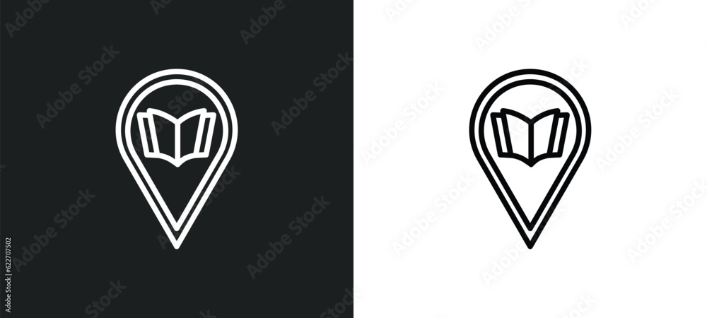 reading zone outline icon in white and black colors. reading zone flat ...