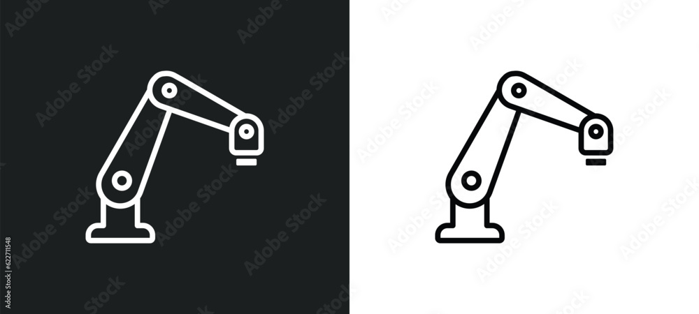 robotic arm outline icon in white and black colors. robotic arm flat ... robotic arm outline icon in white and black colors. robotic arm flat ...