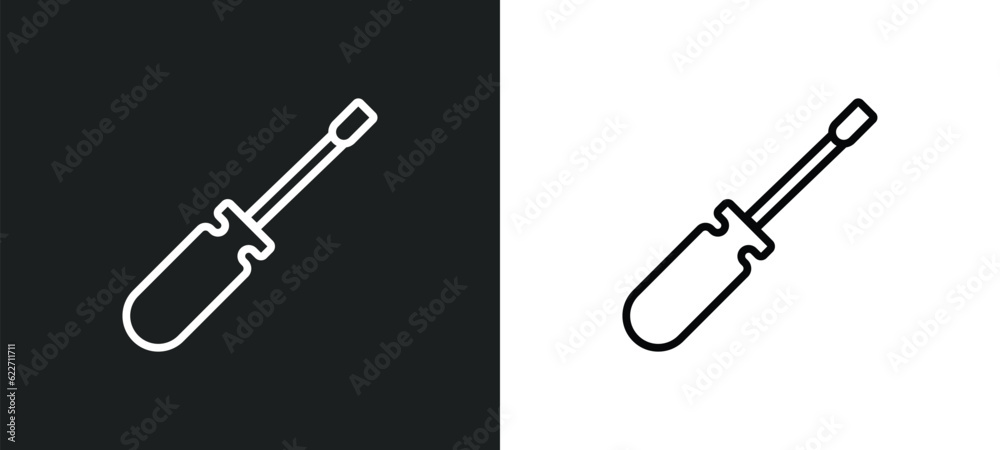 tools outline icon in white and black colors. tools flat vector icon ...