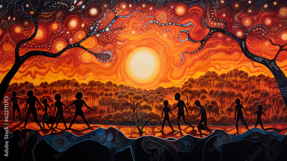 Poster A detailed representation of the sacred Dreamtime paintings of ...