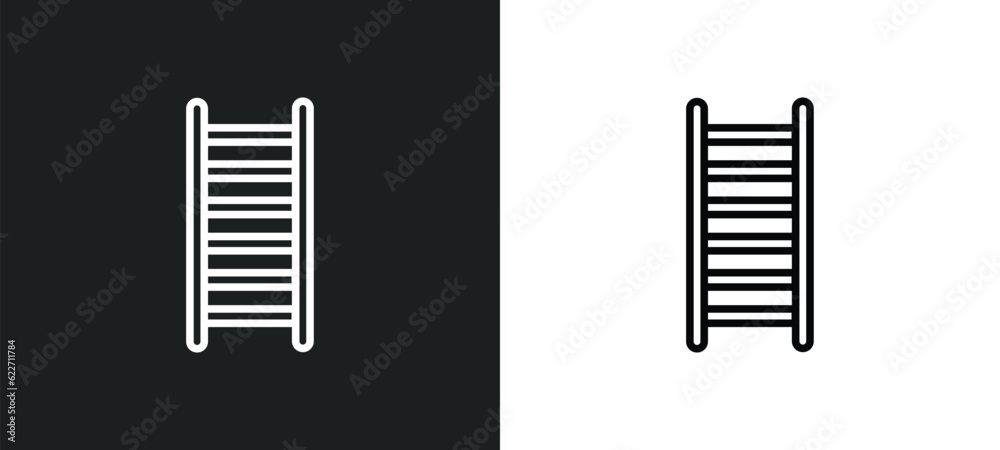 step ladder outline icon in white and black colors. step ladder flat ...