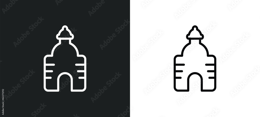 odisha outline icon in white and black colors. odisha flat vector icon ...