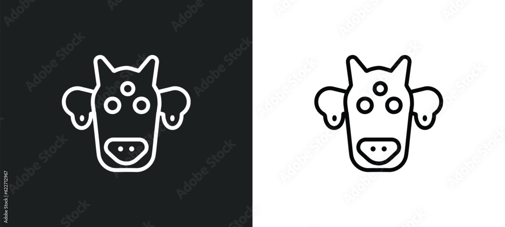 indian cow outline icon in white and black colors. indian cow flat ...
