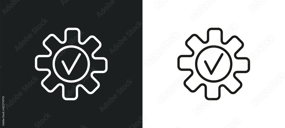 approval outline icon in white and black colors. approval flat vector ...