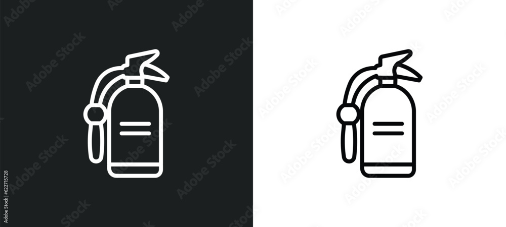 fire extinguisher outline icon in white and black colors. fire ...