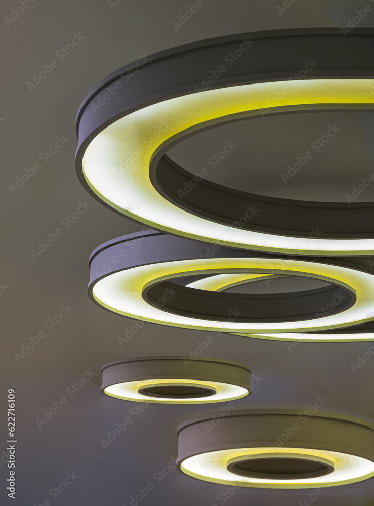 The Rounded ceiling mounted light fixtures with modern LED light bulb ...