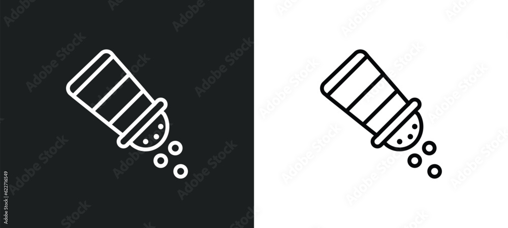 salt outline icon in white and black colors. salt flat vector icon from ...