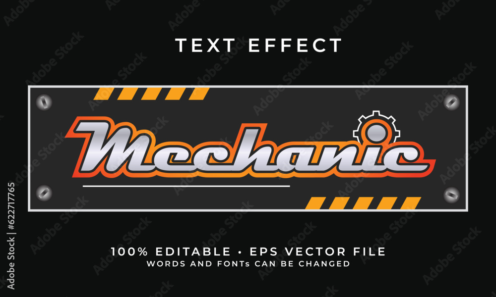 Yellow gradient Mechanic text effect editable premium vector Stock ...
