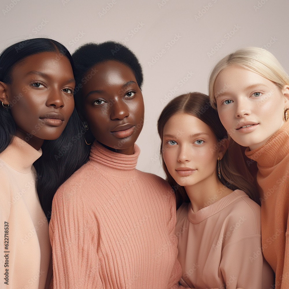 A diverse group of beautiful women of all races come together in a ...