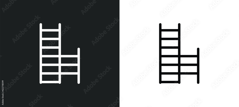 gym ladder outline icon in white and black colors. gym ladder flat ...