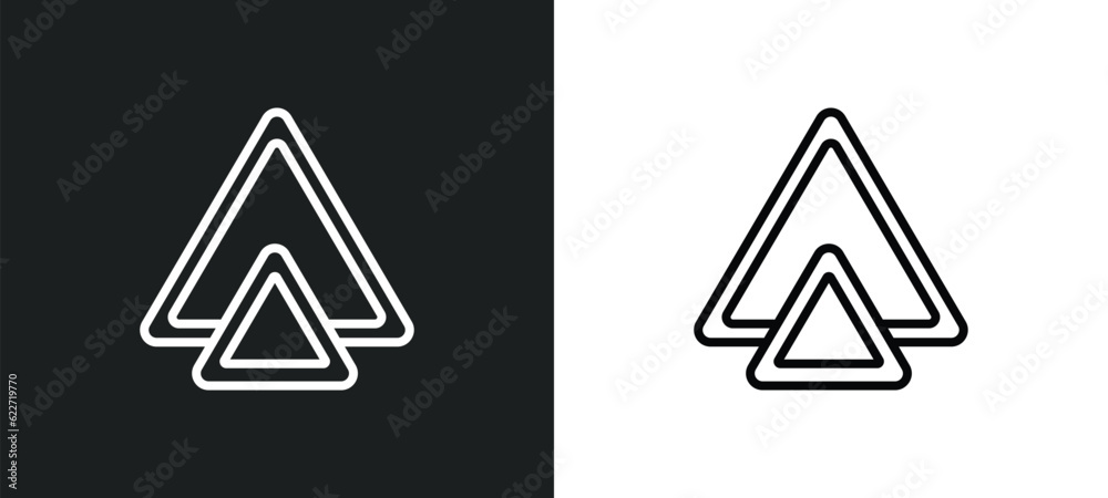 double hexagon of small triangles outline icon in white and black ...