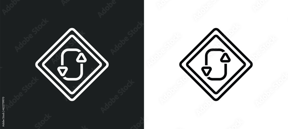 reverse outline icon in white and black colors. reverse flat vector ...