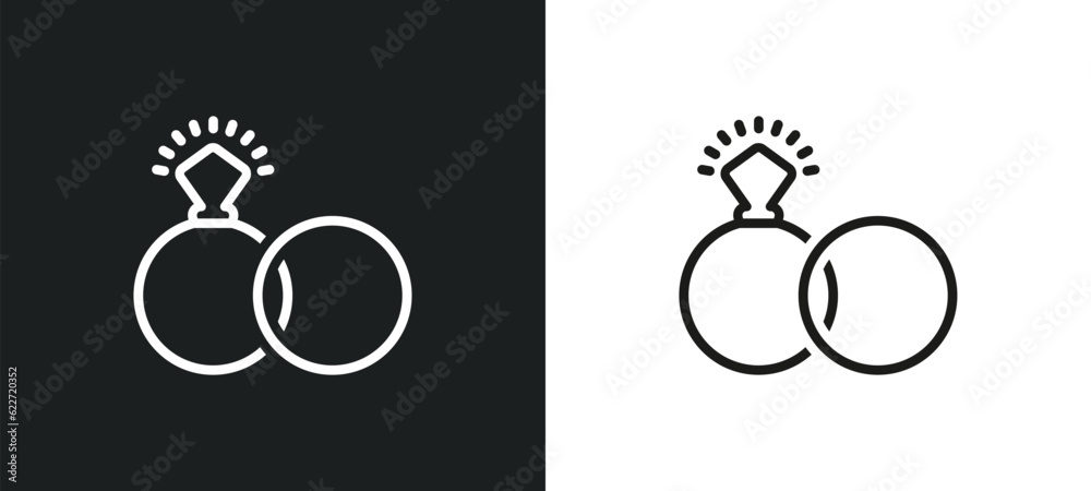 interlocking rings outline icon in white and black colors. interlocking ...