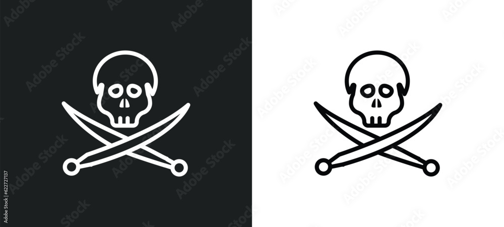 jolly roger outline icon in white and black colors. jolly roger flat ... jolly roger outline icon in white and black colors. jolly roger flat ...