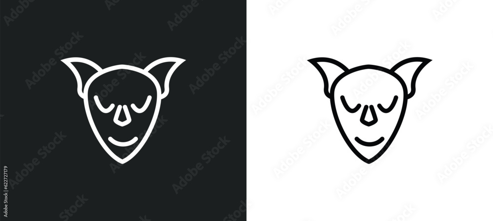 goblin outline icon in white and black colors. goblin flat vector icon ...