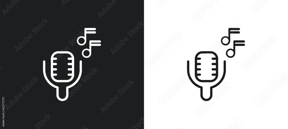 voice acting outline icon in white and black colors. voice acting flat ...