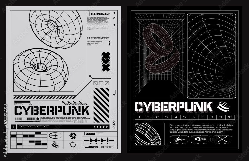 Modern posters technology in the style of Techno, Rave, Electronic ...