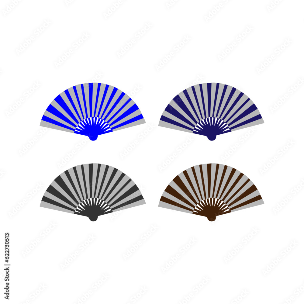 Realistic Detailed different Color hand fans set symbol of culture ...