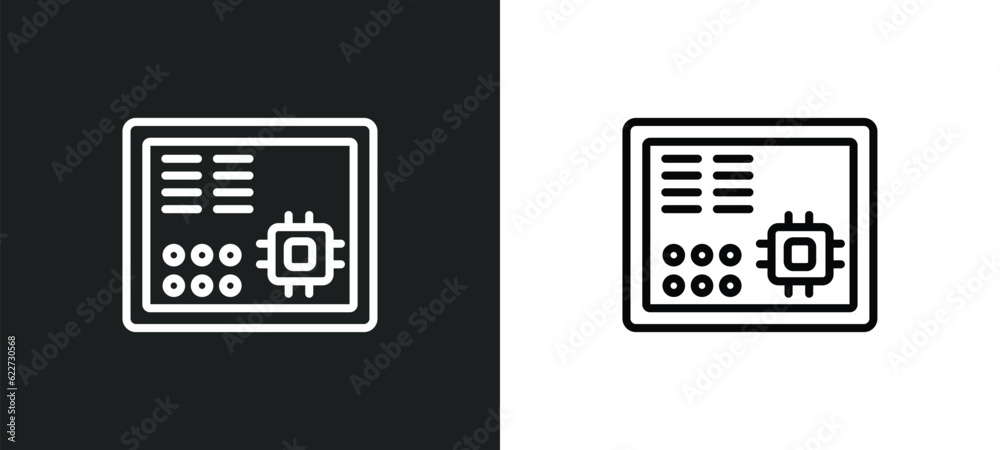motherboard outline icon in white and black colors. motherboard flat ...