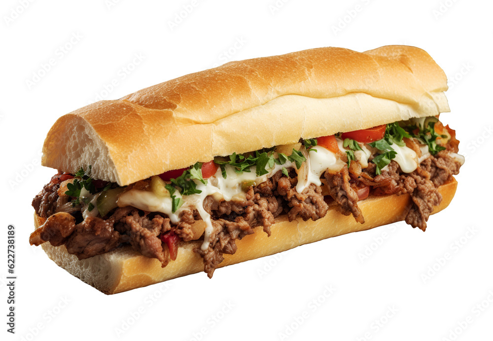 Pan con bistec on transparent background. Generative AI. Stock ...